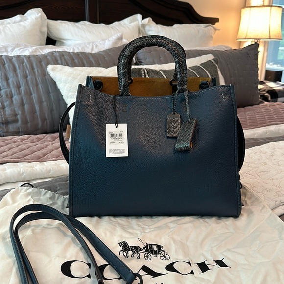 Coach | Bags | Nwt Coach 941 Rogue 36 Dark Denim Snake | Poshmark